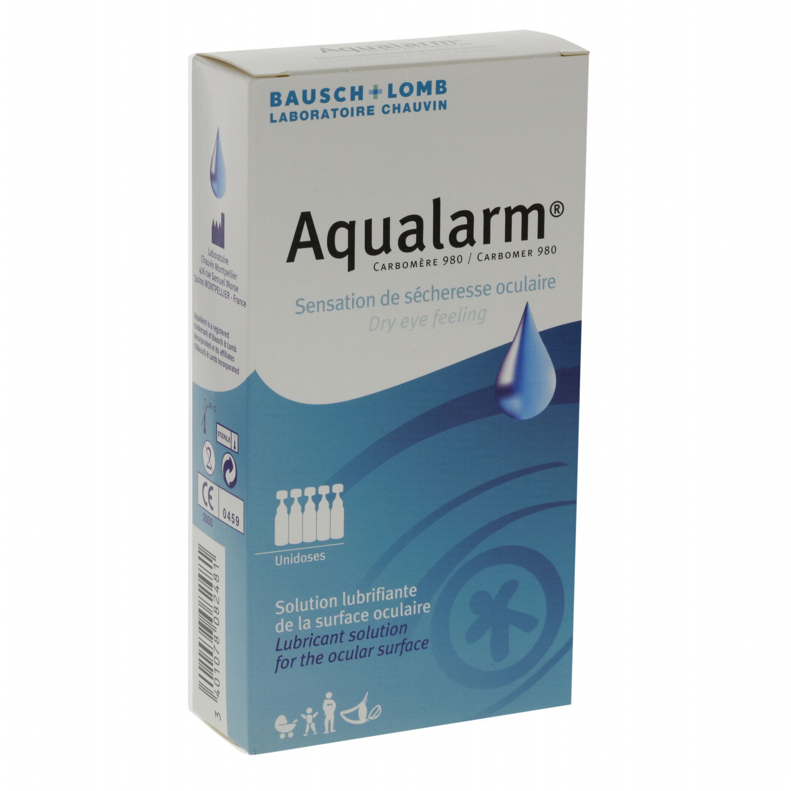 AQUALARM Solution lubrifiante sécheresse oculaire 20 unidoses Bausch ...