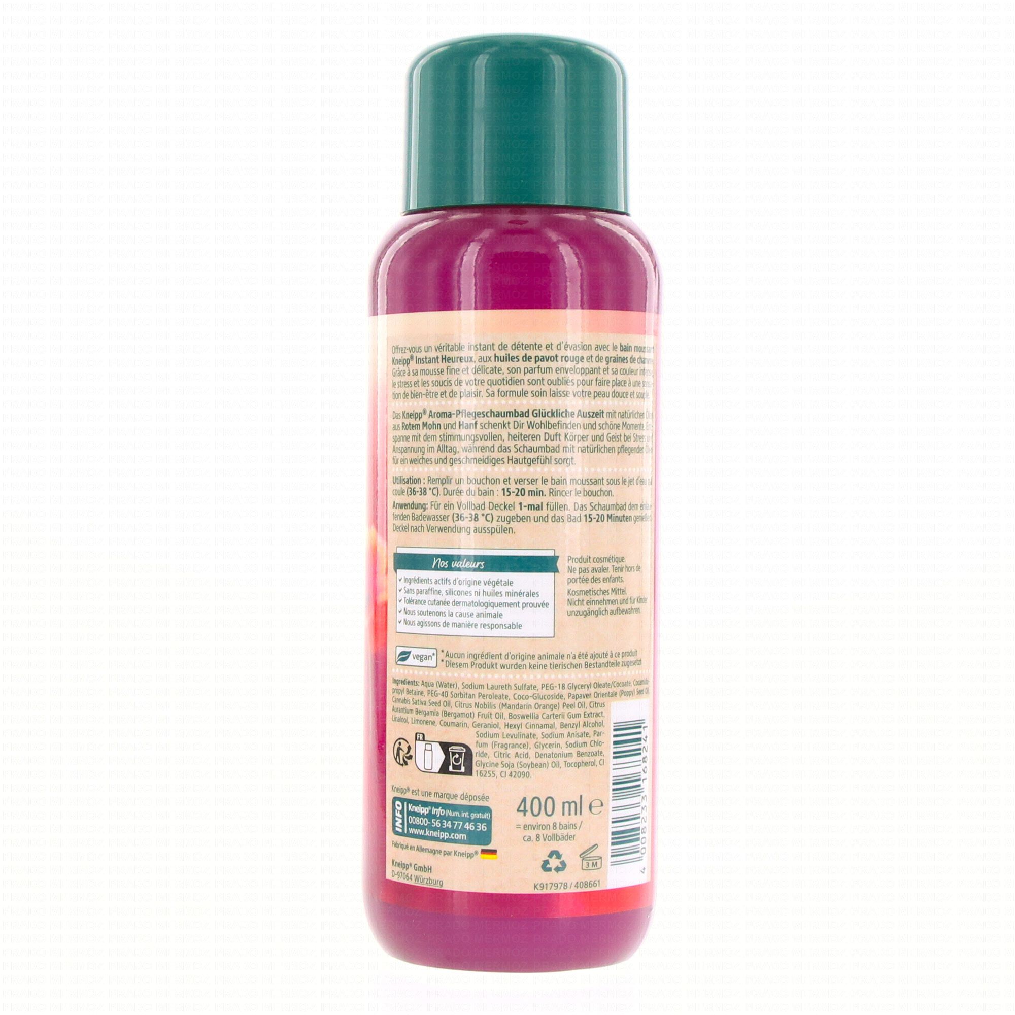 KNEIPP Bain moussant pavot rouge et chanvre 400ml - Parapharmacie Prado ...