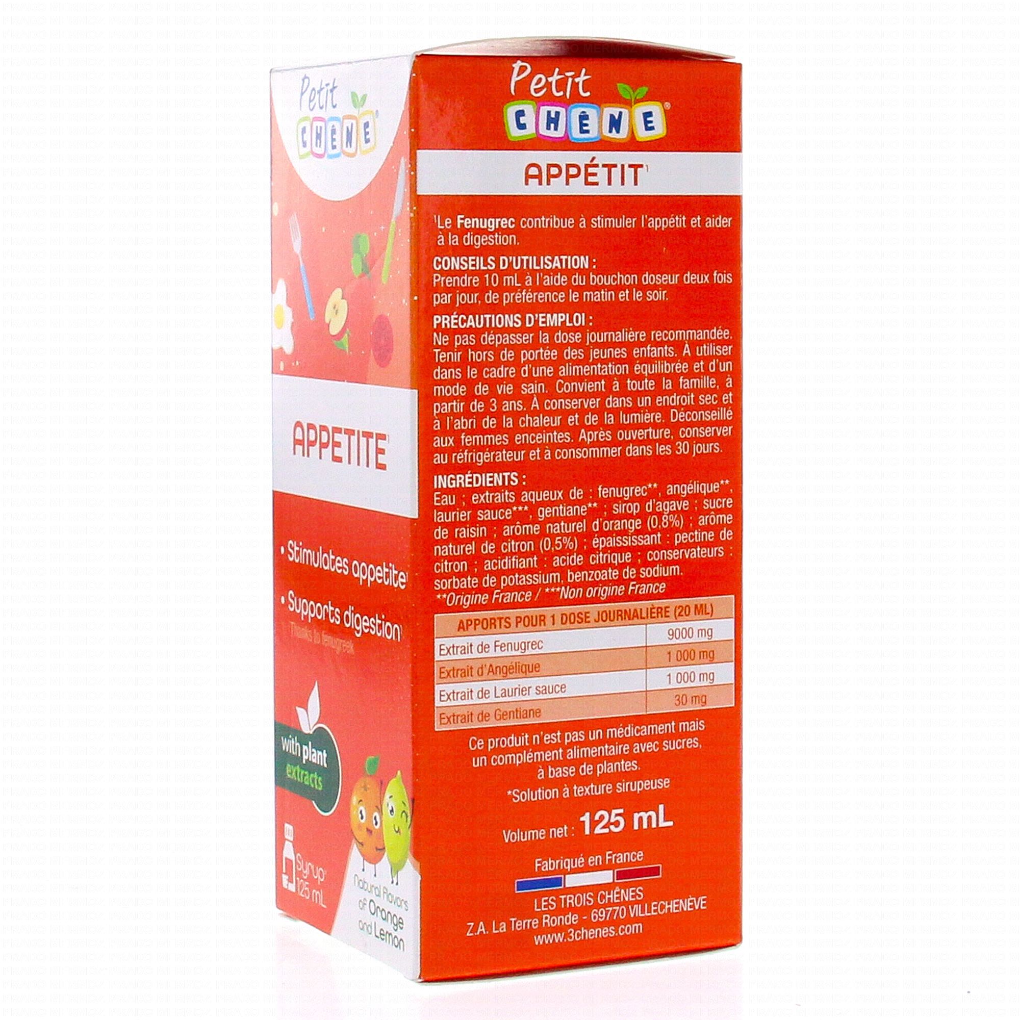 LES 3 CHENES Petit Chêne - Sirop appétit 125ml - Parapharmacie Prado Mermoz