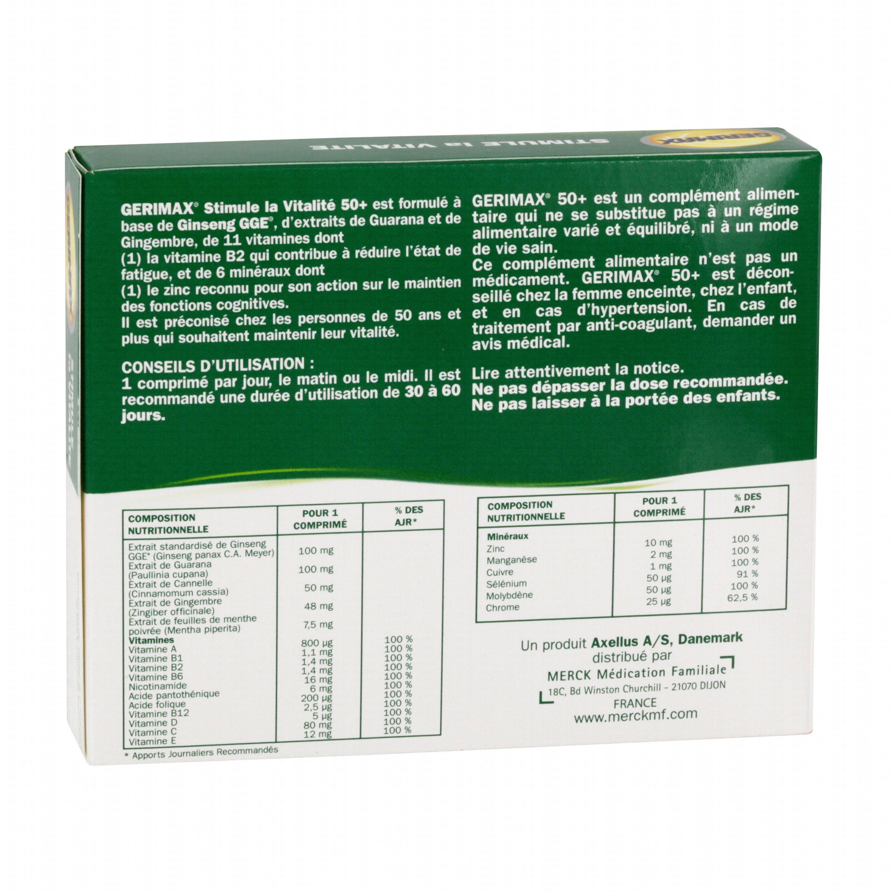 GERIMAX 50+ 30 comprimés - Parapharmacie Prado Mermoz