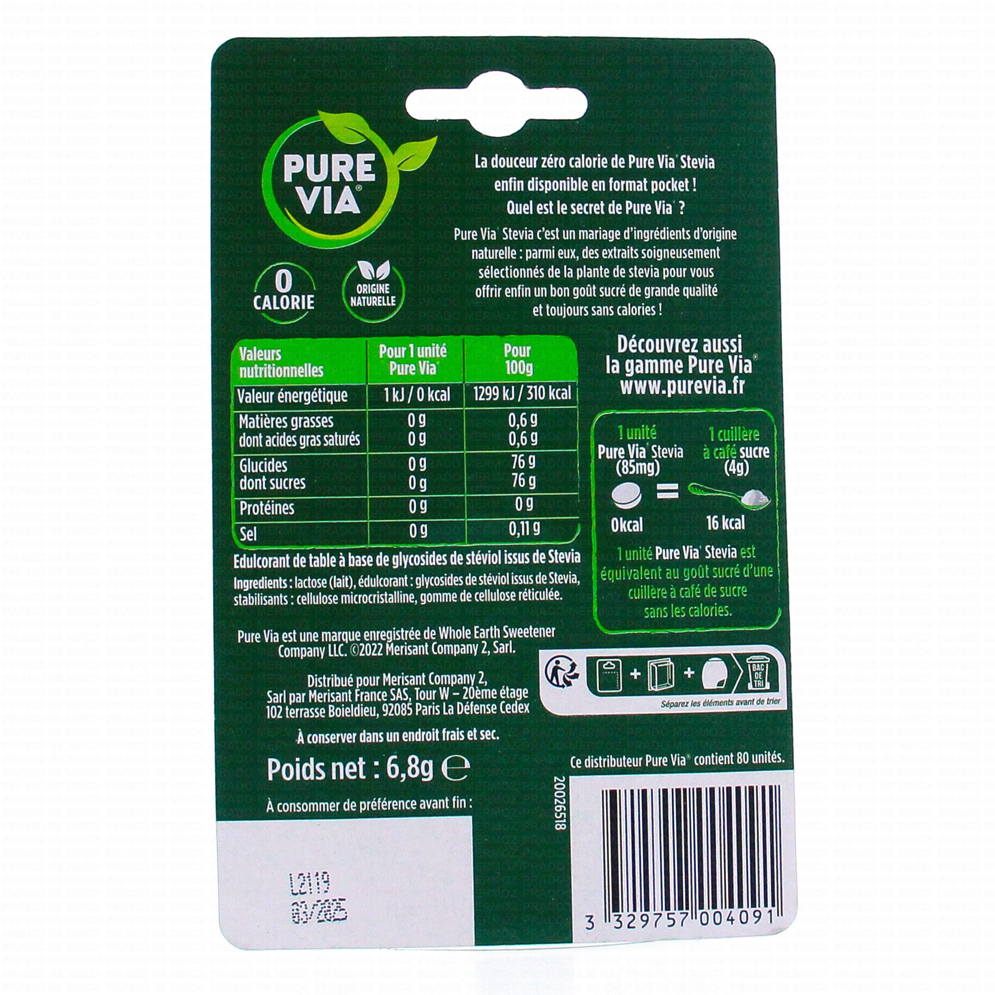 PURE VIA Stévia 80 unités - Parapharmacie Prado Mermoz