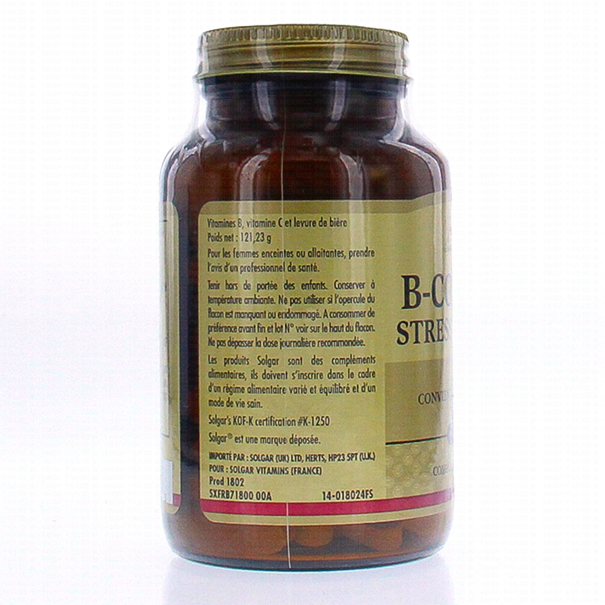 SOLGAR B-complexe stress formula x90 comprimés - Parapharmacie Prado Mermoz