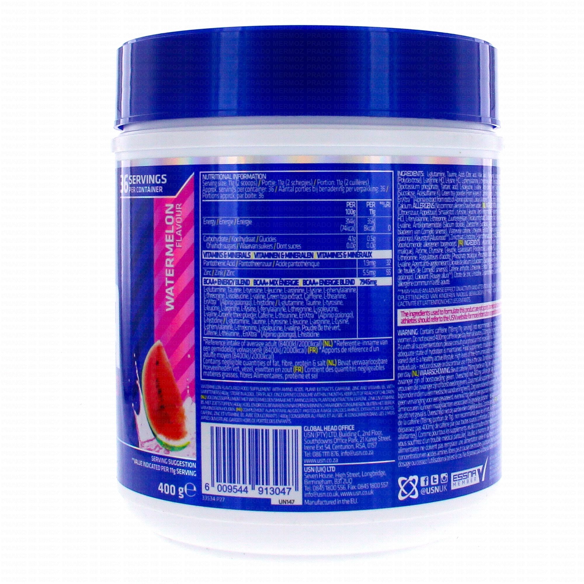 USN Boisson BCAA Power Punch Energy pastèque 400G - Parapharmacie Prado ...